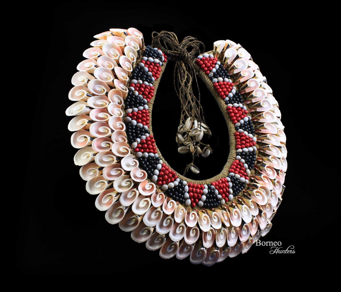 Pink Curled Shell Neck Decor Three Banded Seashells Beaded - Etsy