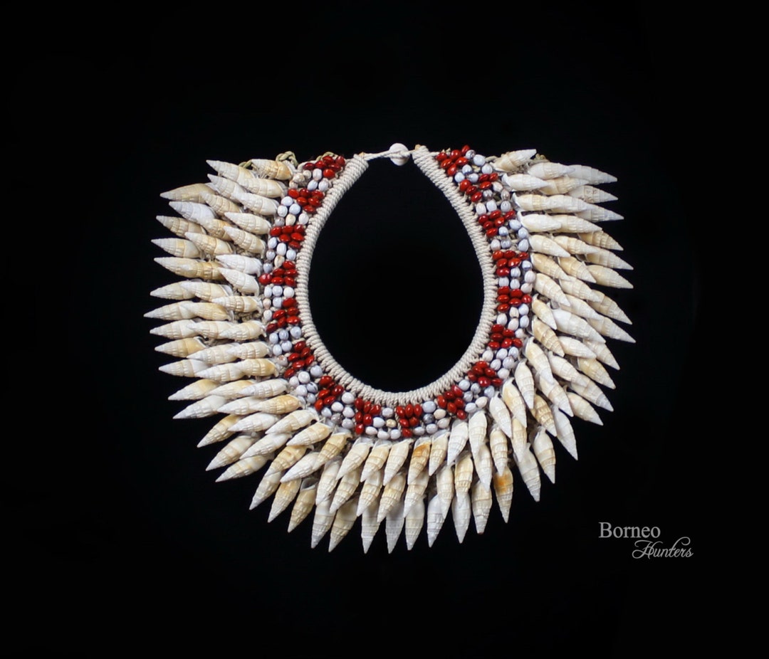 Seashell Necklace PAPUA NEW GUINEA Large Cream Braided Rope Necklace ...