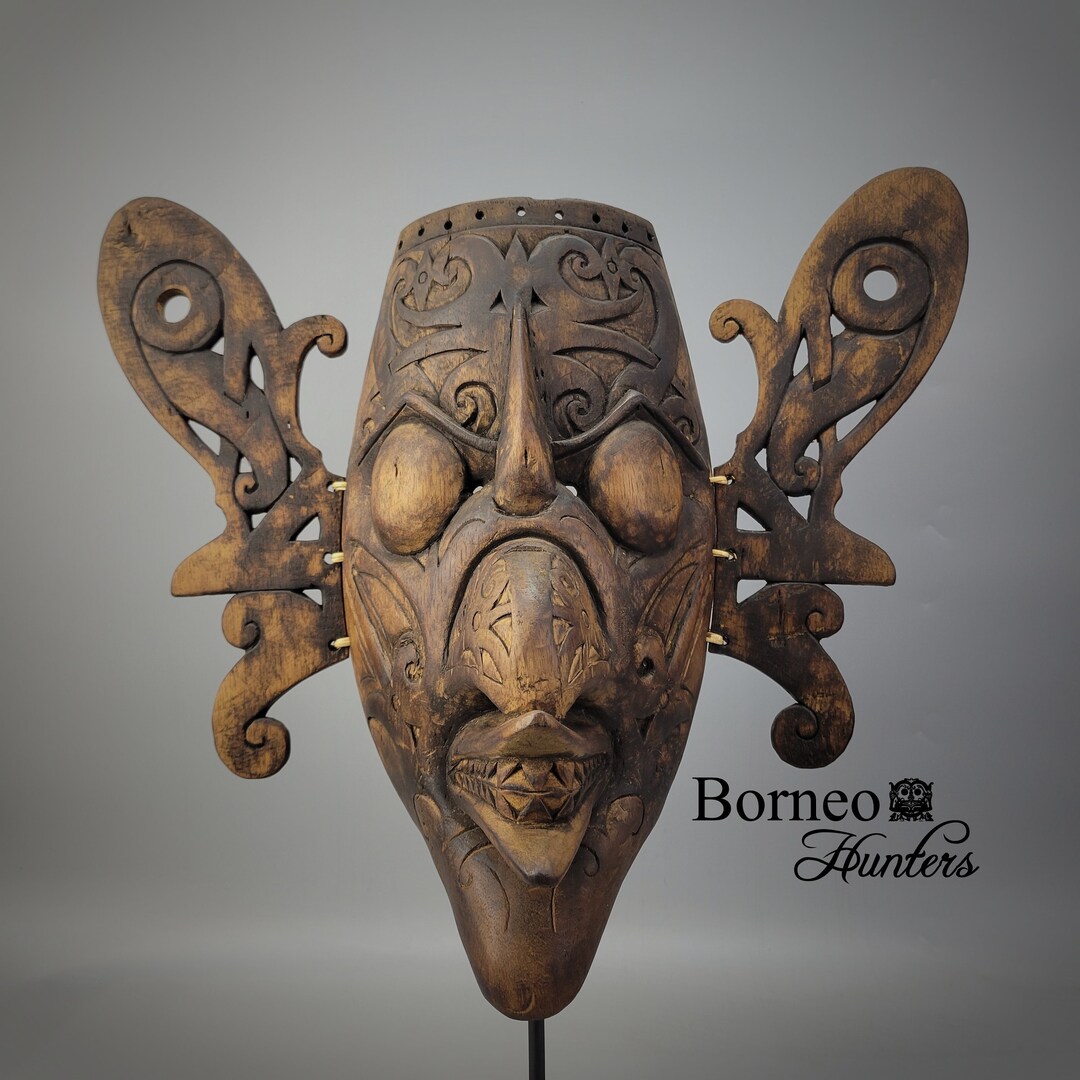Borneo Dance Mask,34cm HUDOQ Bahau Ceremonial Rice Festival Mask ...