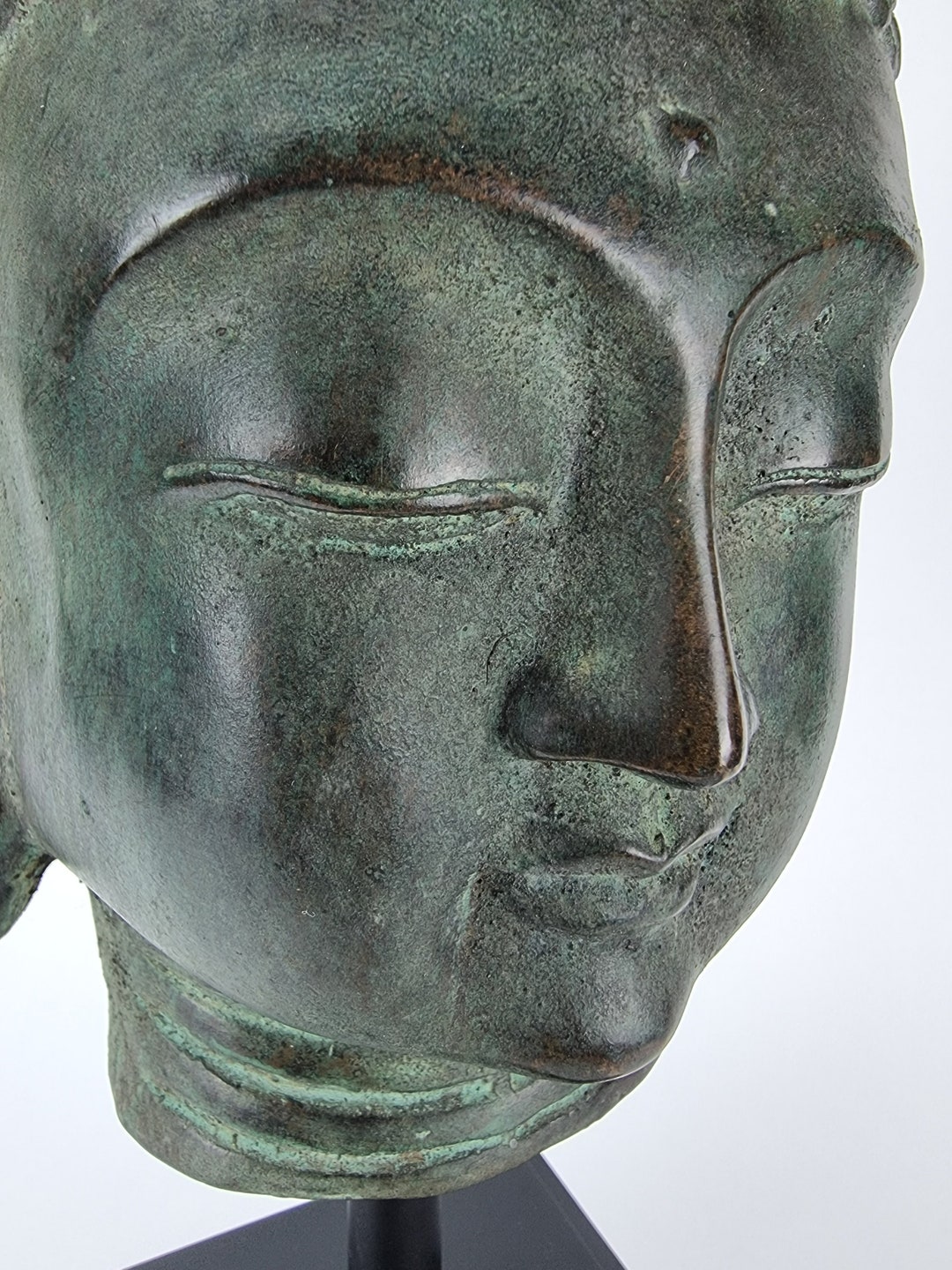 Buddha Head on Base 43x18cm Bronze Buddha /indonesian Buddha/ Buddhist ...