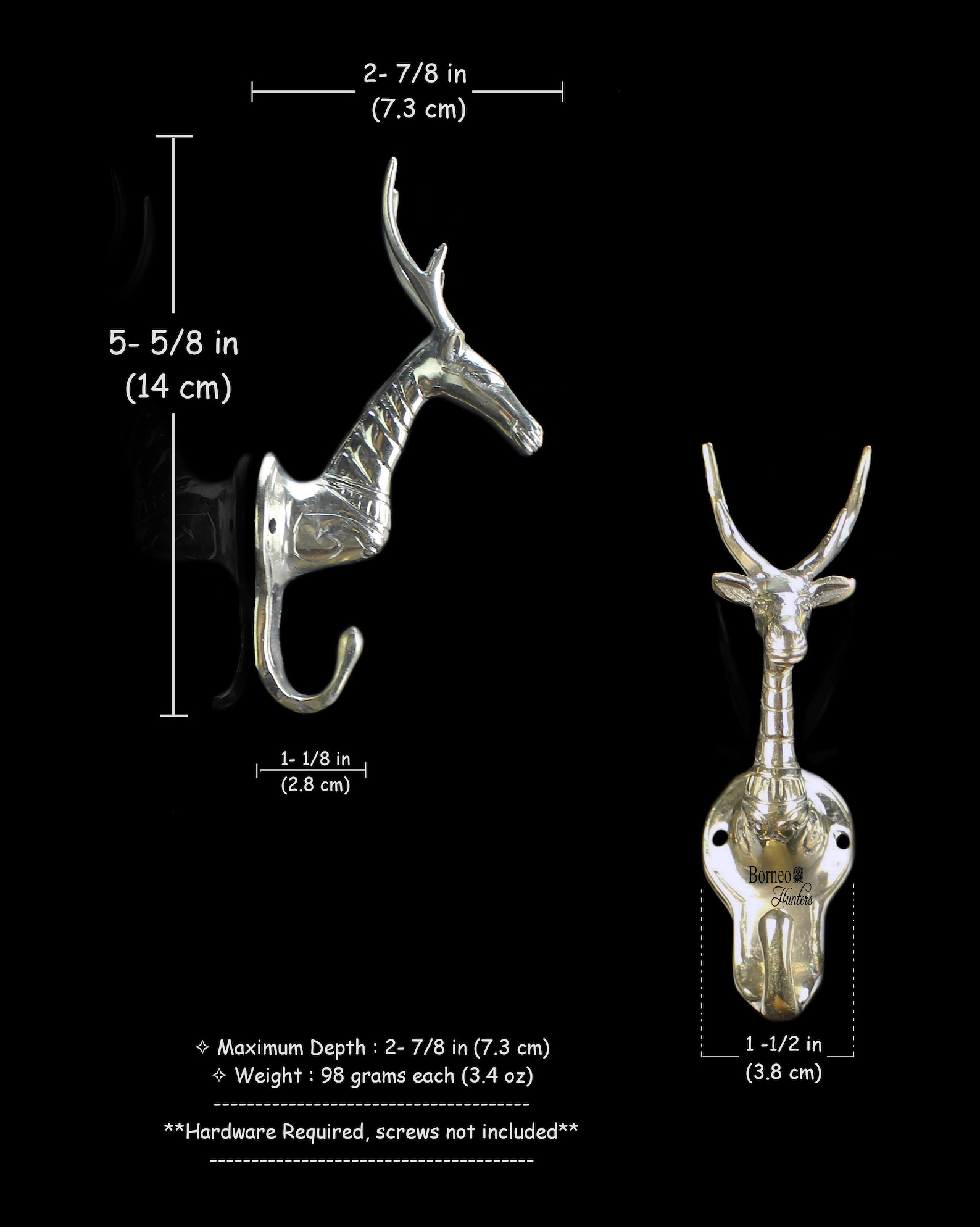 Deer Wall Hook/coat Hanger/coat Hook 5.7 Set of 2 Wall - Etsy