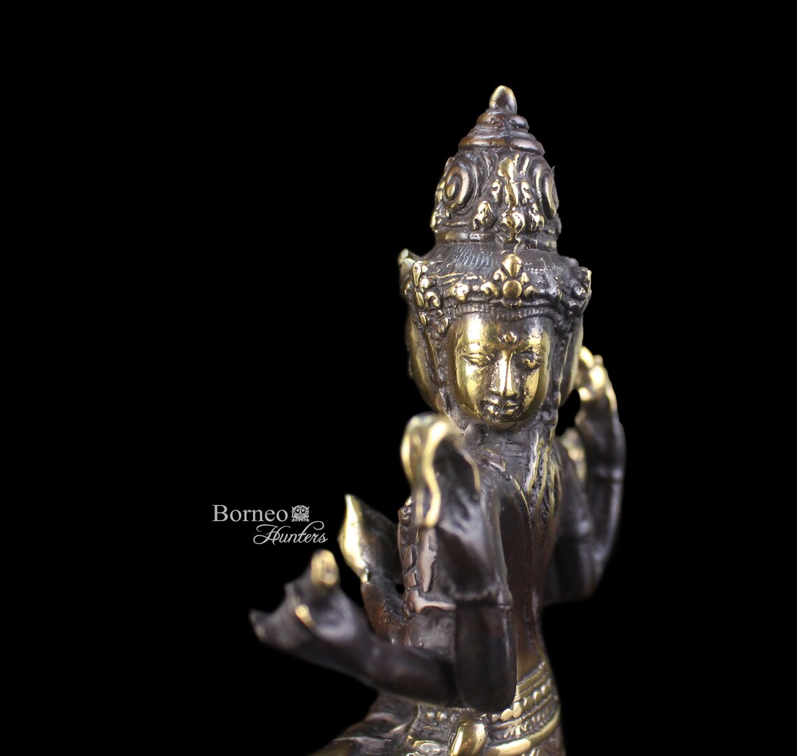 Six Arms Three Faced Hindu Dattatreya Statue 4.5 Bronze | Etsy
