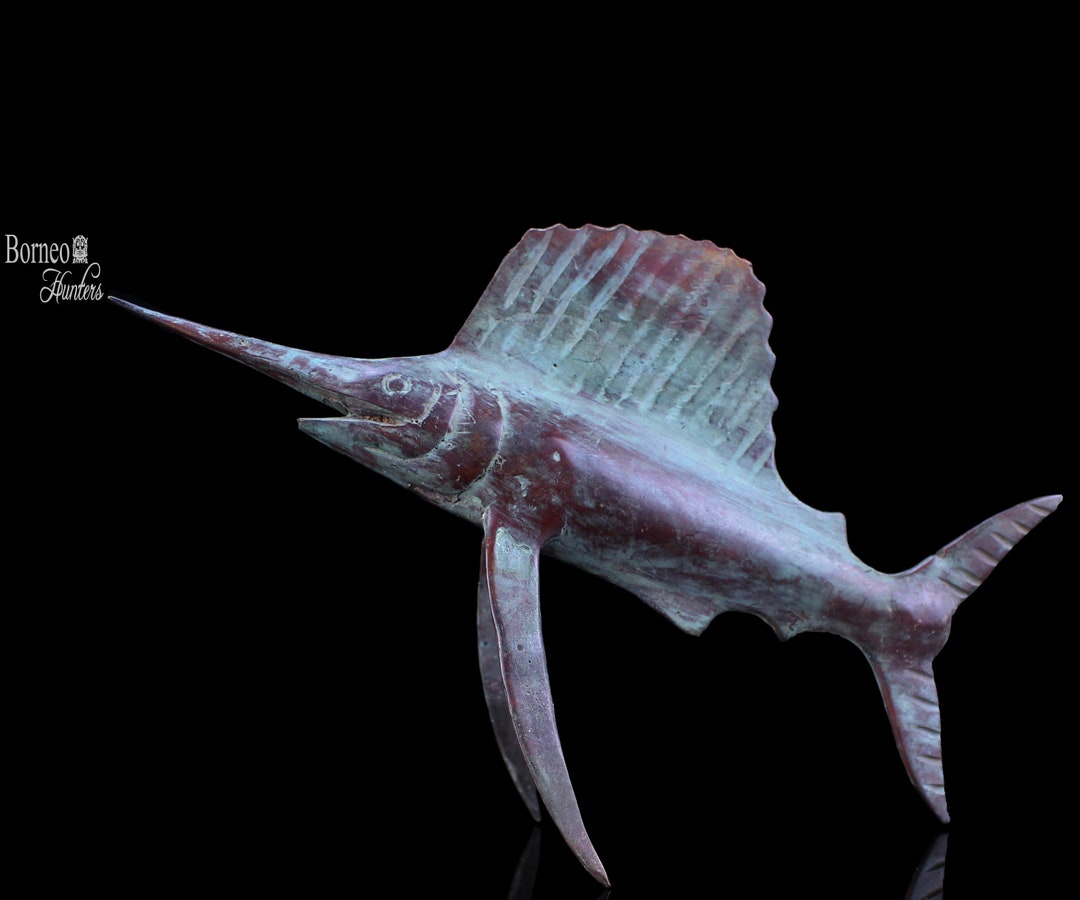 18cm Marlin Fish Sculpture in Brass, Spear-like Snout Marlin the Fast ...