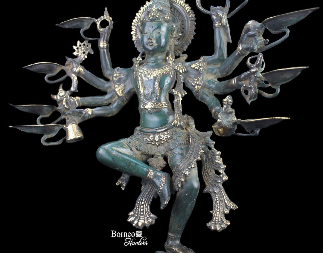 Bronze 8 Armed Vishnu With Bowl Lamp Arch 45CM, Hindu Trimurty God of ...