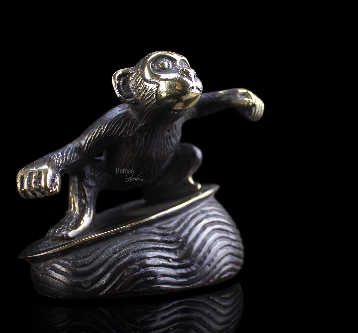 Monkey on Surf Board 3.5 Brass Figurine 'monkey | Etsy