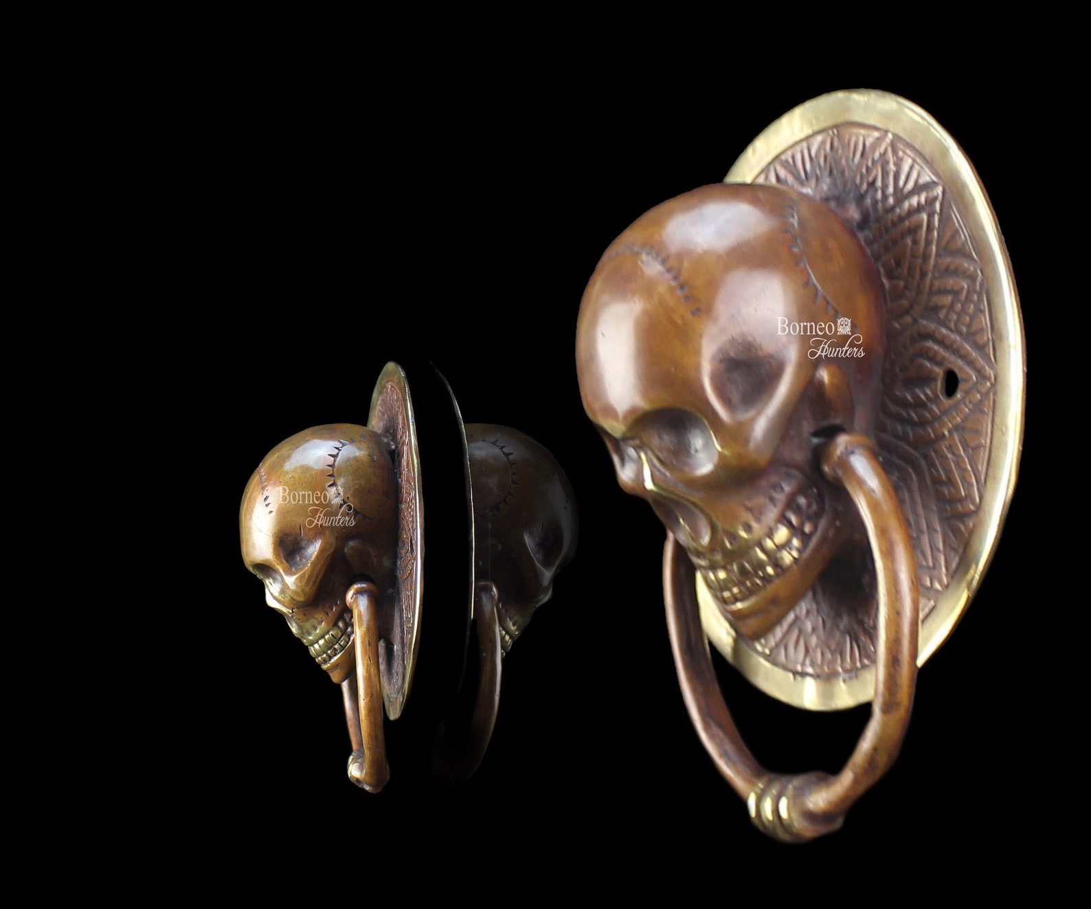Skull Knocker Door Knocker Skull Sculpture in Brass Skeleton - Etsy