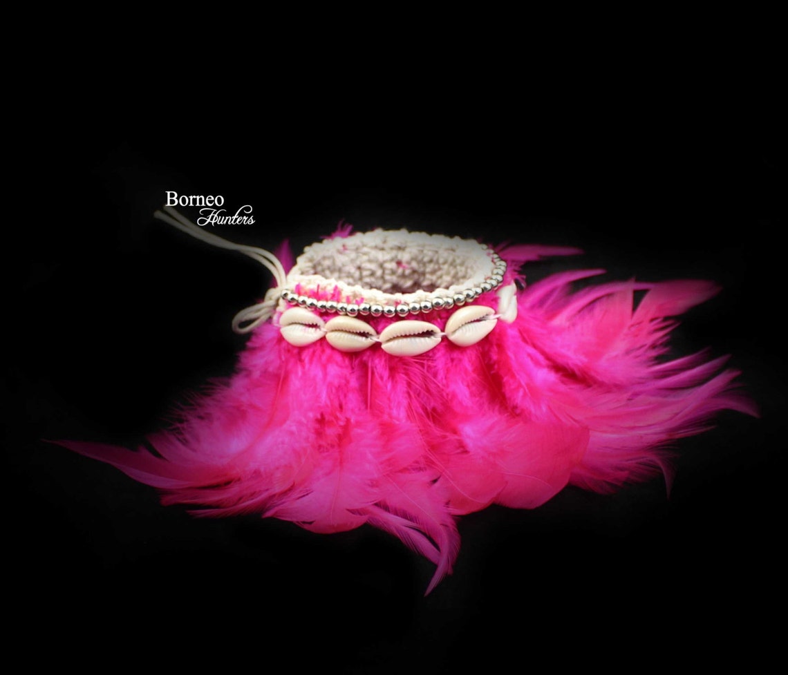 Real Feathers Armband Tribal Armlet Rose Pink Beaded Shells | Etsy