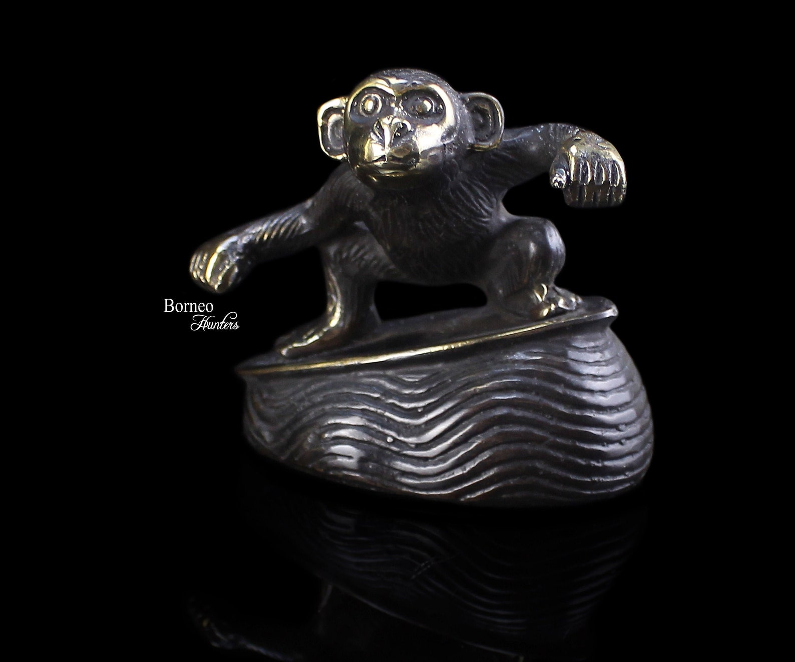 Monkey on Surf Board 3.5 Brass Figurine 'monkey | Etsy