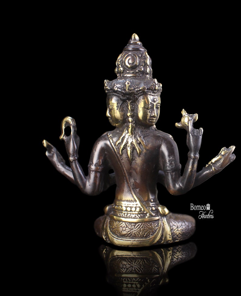 Six Arms Three Faced Hindu Dattatreya Statue 4.5 Bronze | Etsy