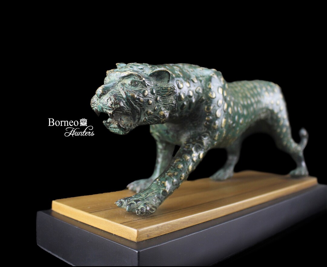 Cheetah Figurine Bronze 18"/46cm Cheetah Sculpture on Two-tier Base ...