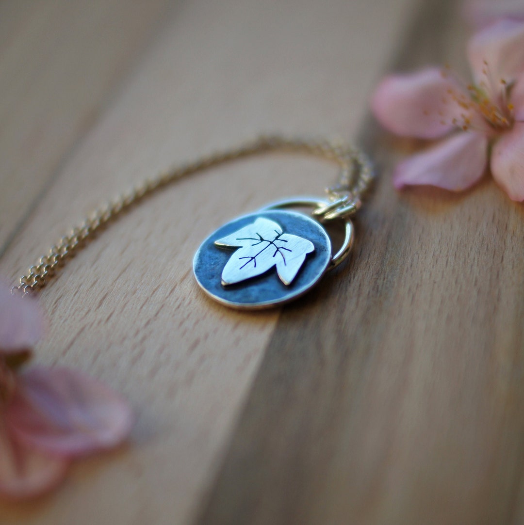 Ivy Leaf Pendant for Women, Starling Silver Ivy Necklace, Botanical ...