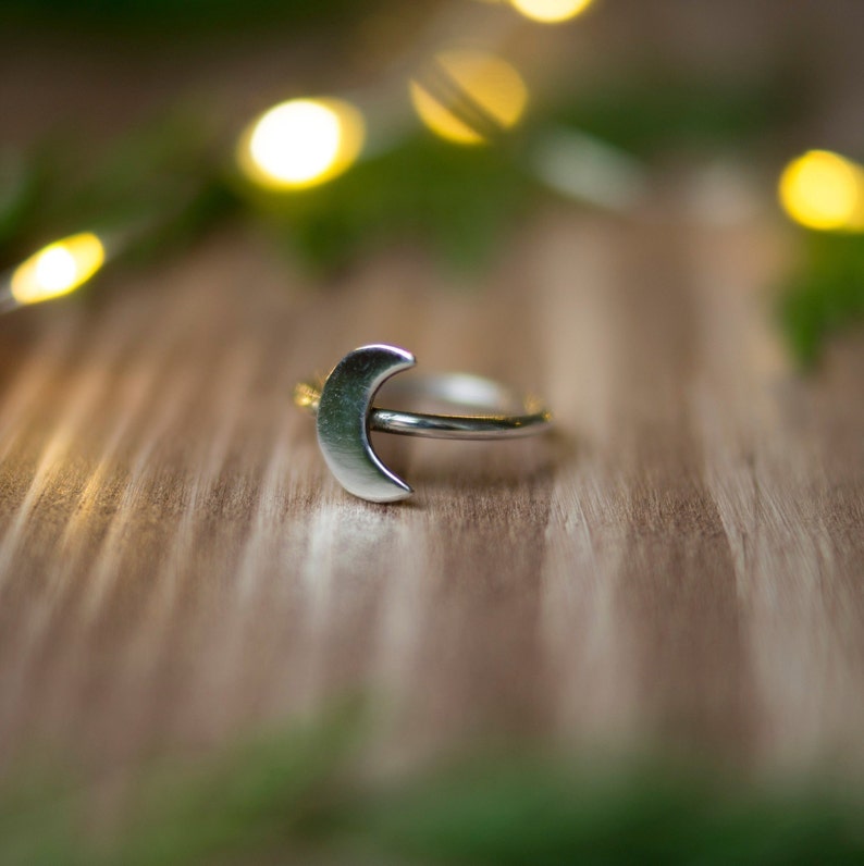 Crescent Moon Rings for Women Celestial Jewelry Sterling | Etsy