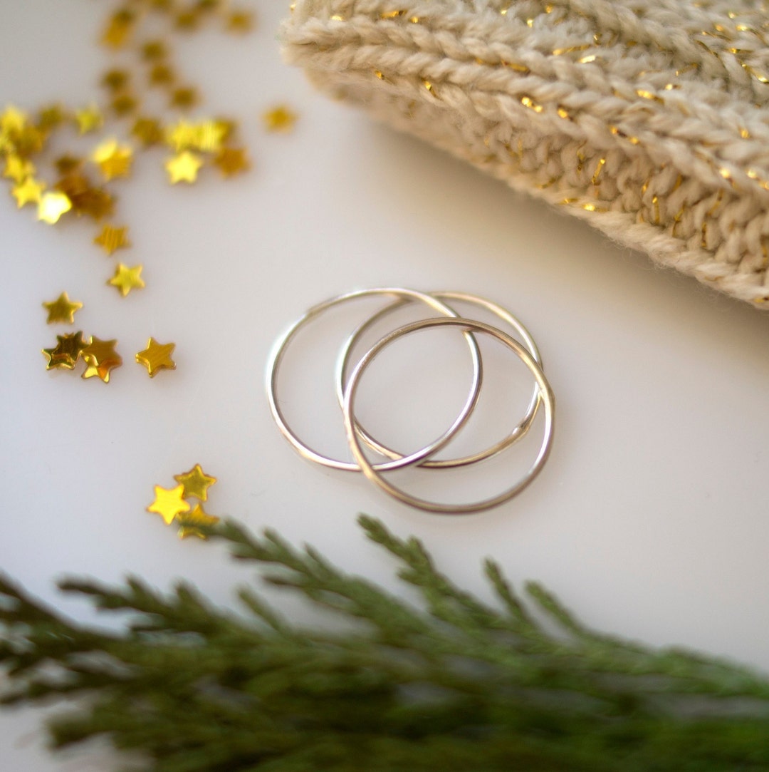 Set 3 Ultra Thin Ring for Women, Minimalists Rings, 3 Thin Silver Rings ...