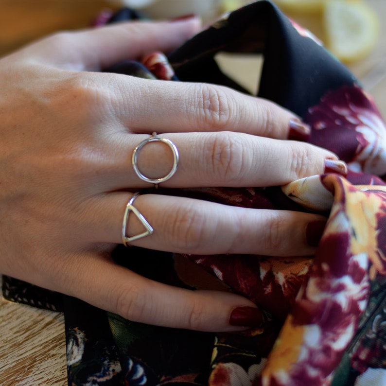 Sterling Silver Open Circle Rings for Women, Minimal Jewelry, Full Moon ...