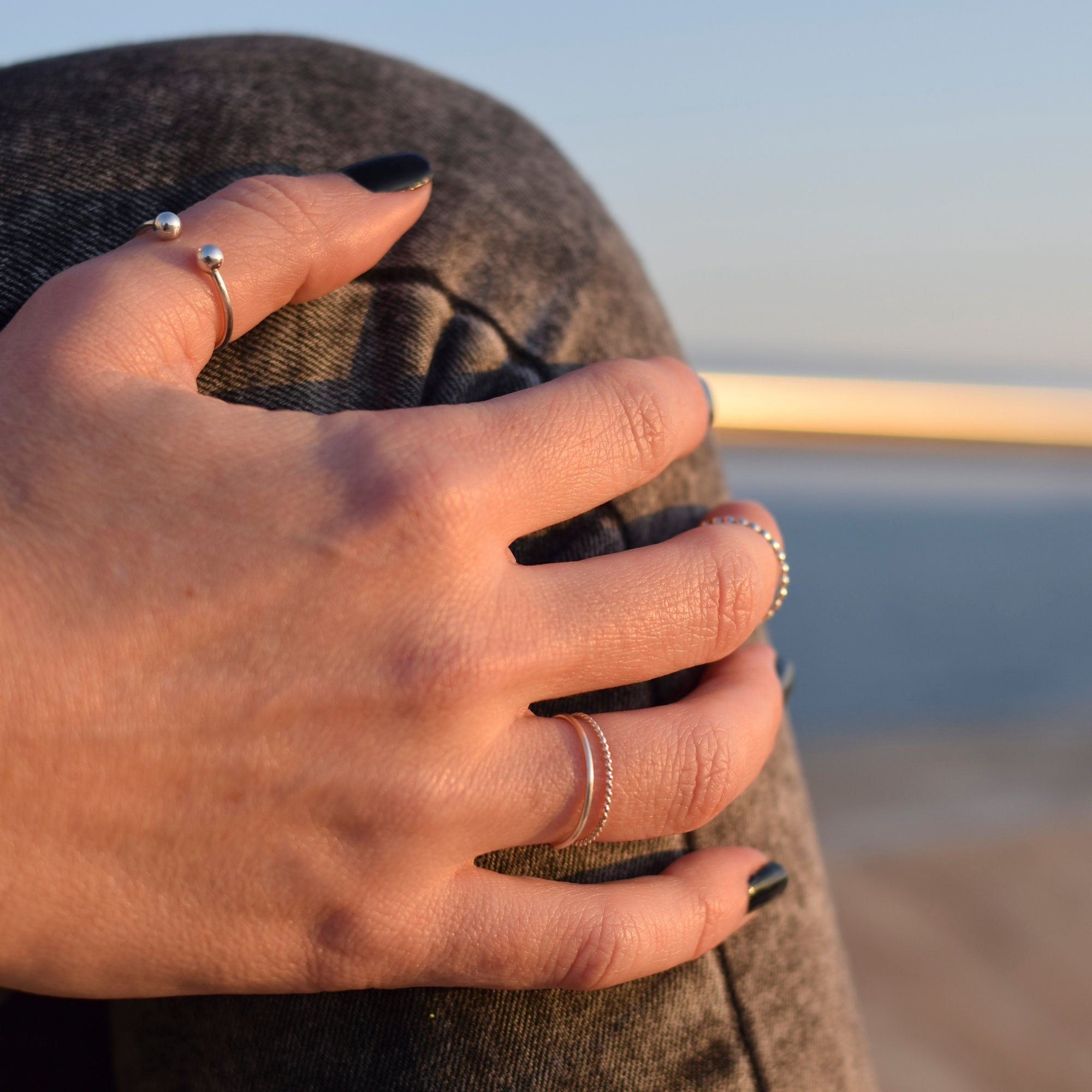 Ultra Thin Ring for Women, Sterling Silver Thin Rings, Everyday Ring ...