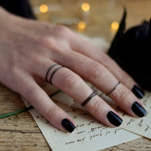 Sterling Silver Ultra Thin Black Ring for Women Stackable - Etsy