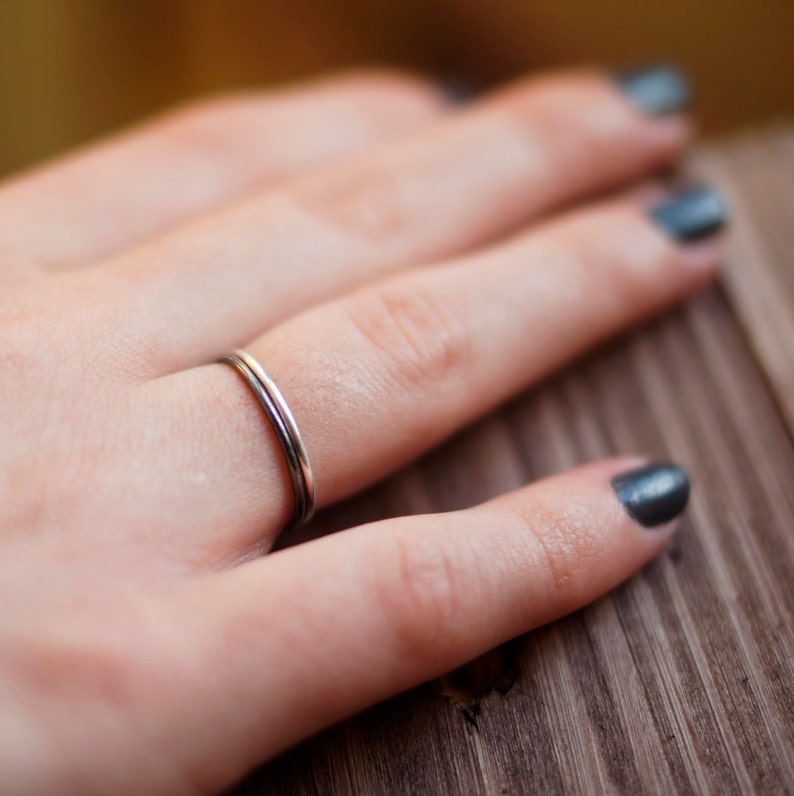 Sterling Silver Ultra Thin Black Ring for Women Thin Stacking | Etsy
