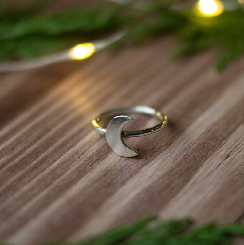 Crescent Moon Rings for Women Celestial Jewelry Sterling | Etsy
