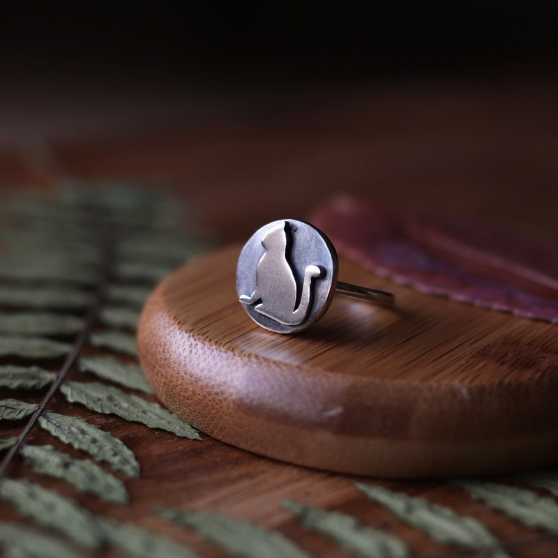 Sterling Silver Cat Ring - Etsy