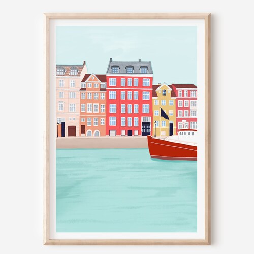 Copenhagen Vintage Travel Poster Denmark Print Vintage - Etsy