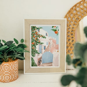 Greek Cottage Art, Greece Art Print, Greece Art, Greece Travel Poster ...