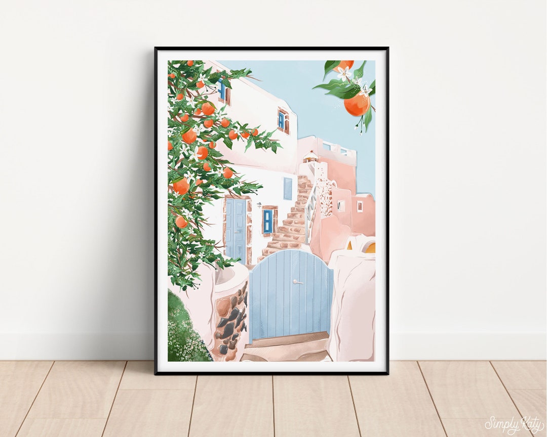 Greek Cottage Art, Greece Art Print, Greece Art, Greece Travel Poster ...