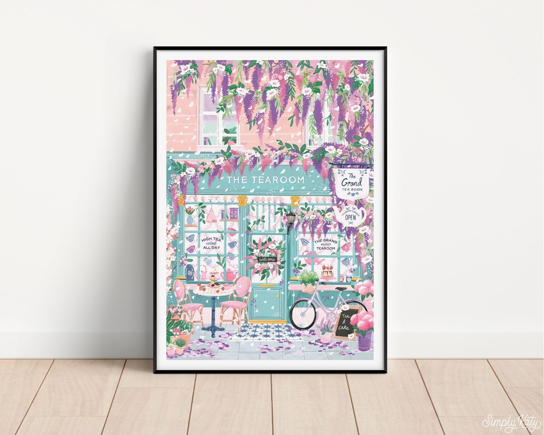 Tearoom Cafe, Wisteria Art, Afternoon Tea, Pink Wall Art, Cafe Wall Art ...