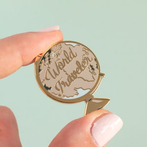 Globe Pin World Traveler Enamel Pin Globe Badge Travel - Etsy