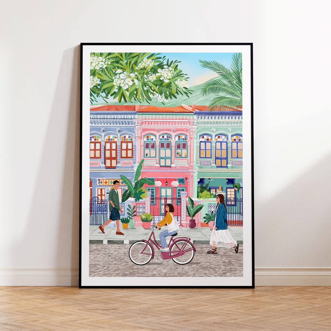 Singapore, Peranakan Houses, Travel Prints, Bedroom Decor, City Poster ...