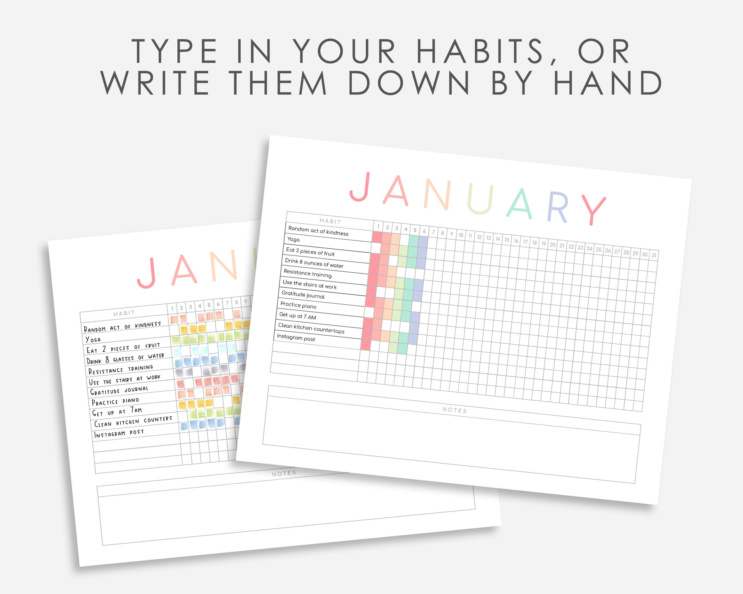 Editable Habit Tracker Printable - Etsy