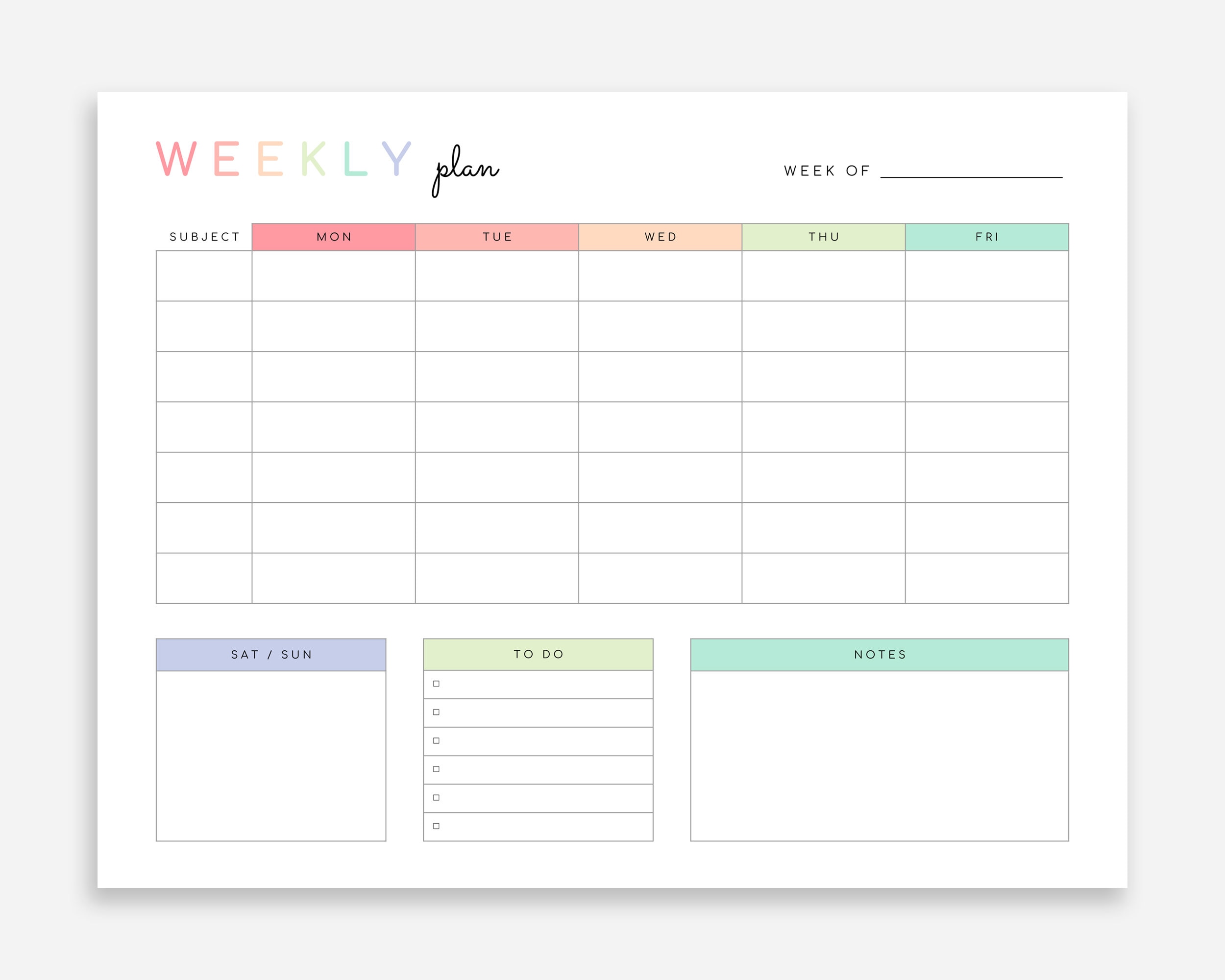 Homeschool Weekly Schedule Printable - Etsy