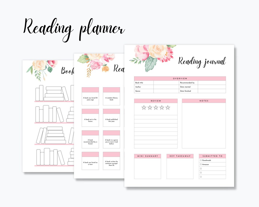 Printable Reading Journal | Flowers - Etsy