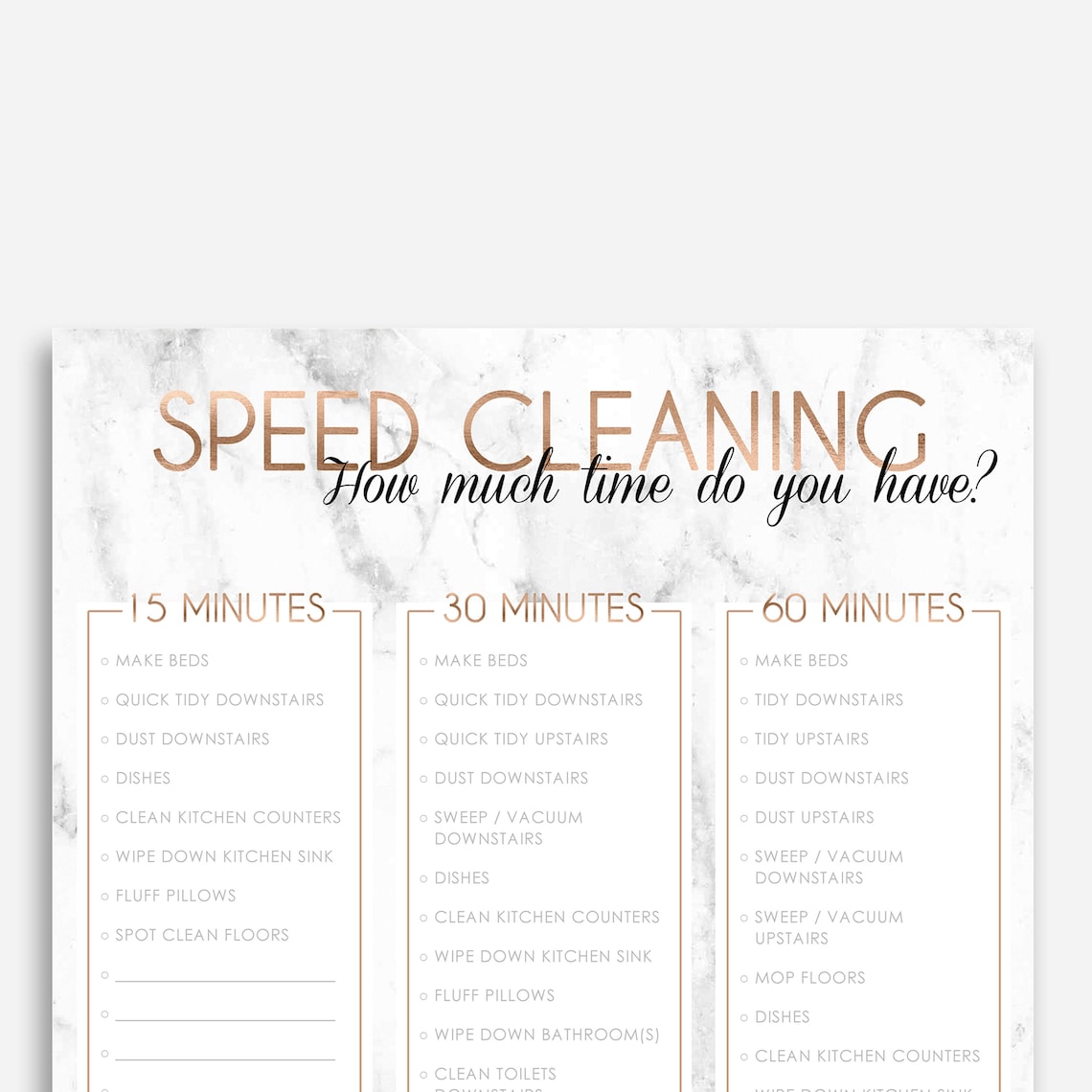 Speed Cleaning Checklist Printable Printable Speed Cleaning - Etsy