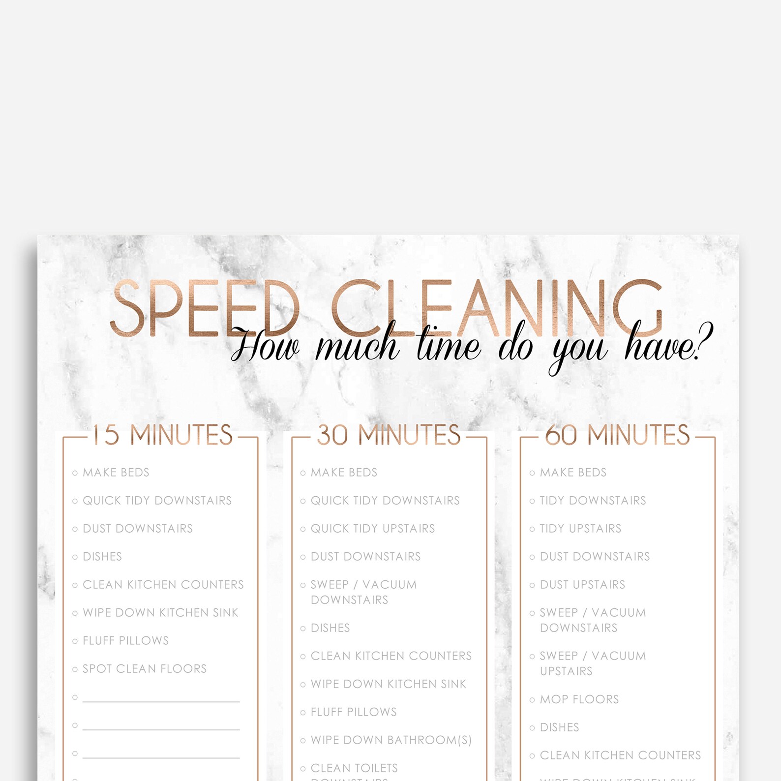 Speed Cleaning Checklist Printable Printable Speed Cleaning - Etsy