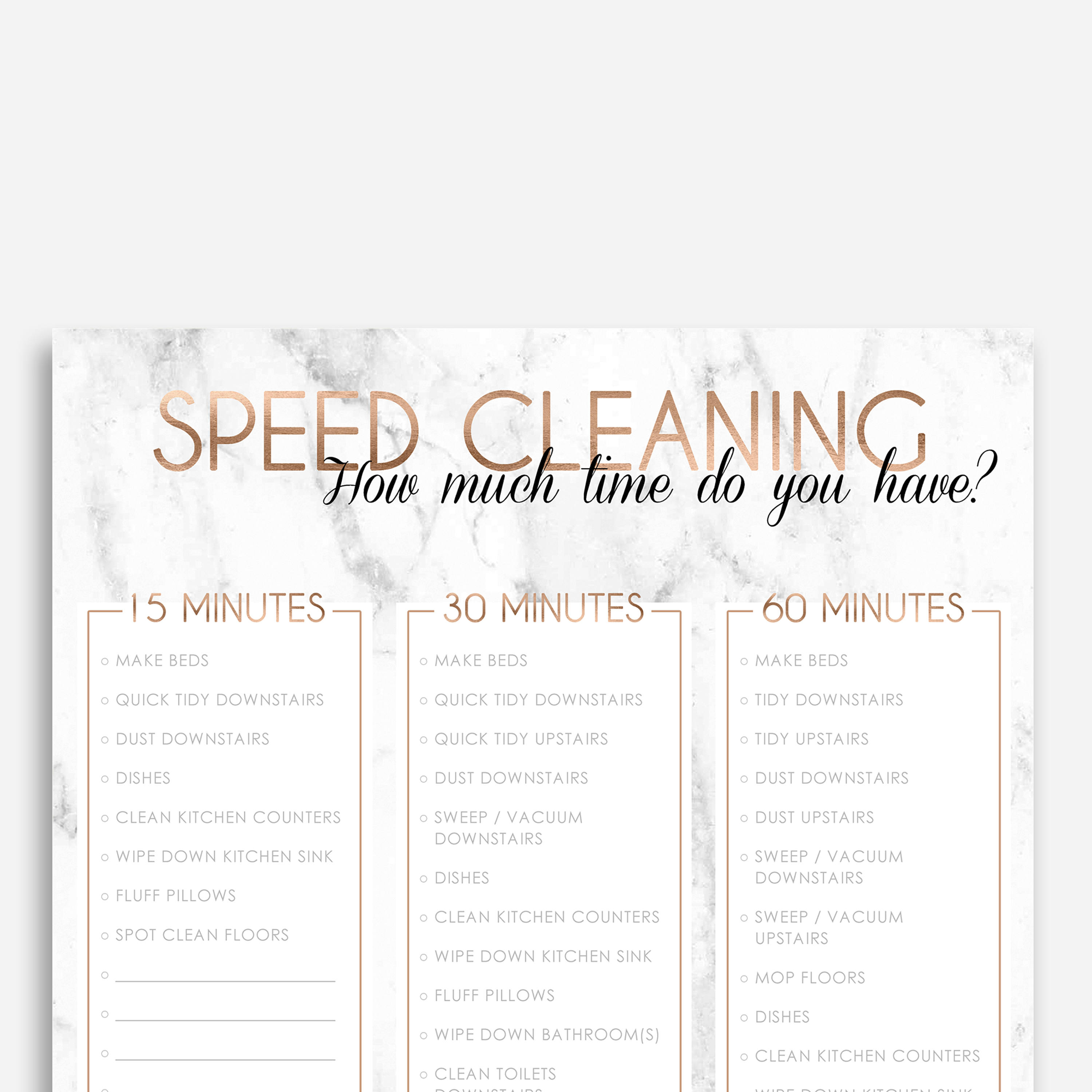 Speed Cleaning Checklist Printable Printable Speed Cleaning - Etsy
