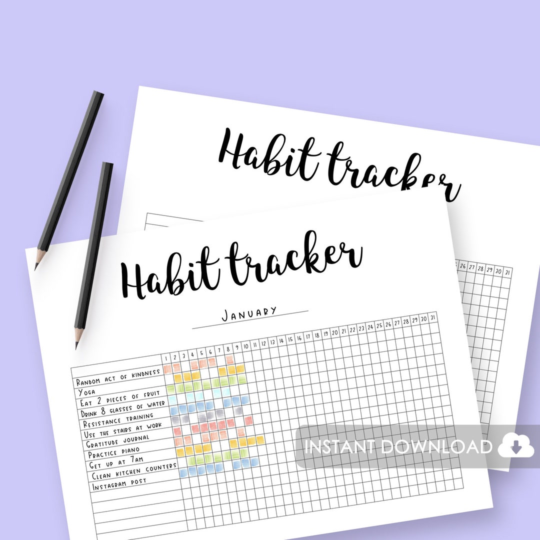 Bullet Journal Habit Tracker PRINTABLE, Habit Tracker Bullet Journal ...