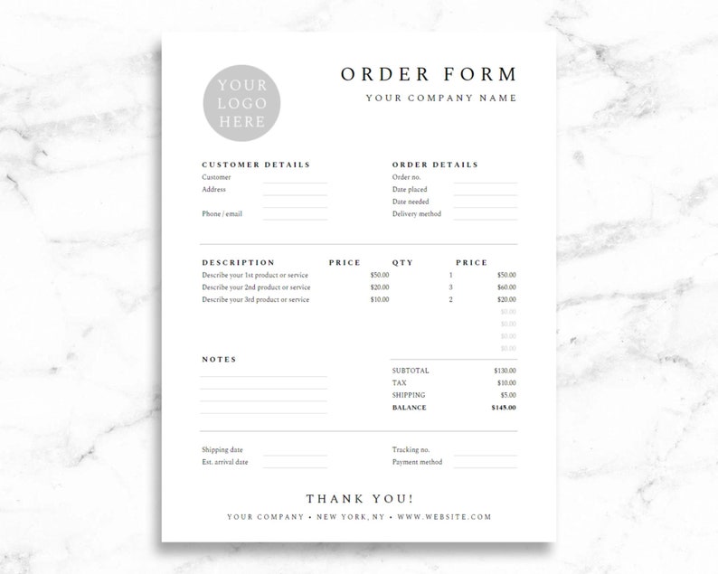 Order Form Template Google Sheets - Etsy
