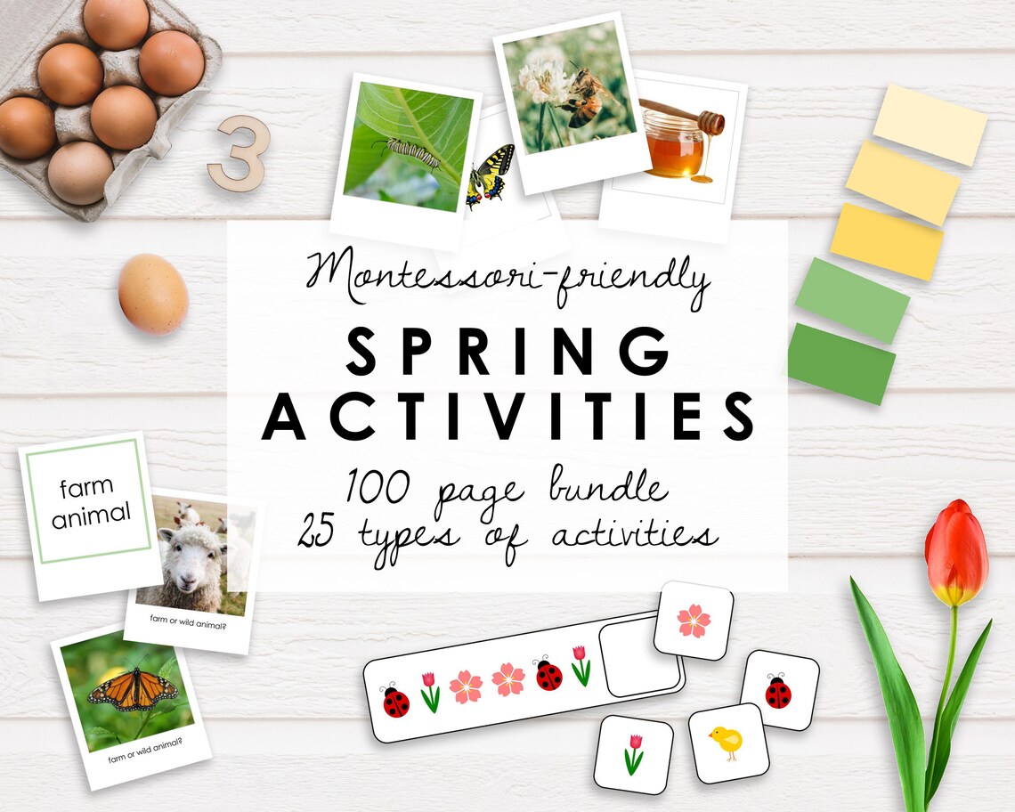 Kindergarten Worksheets Montessori Printable Spring Bundle | Etsy