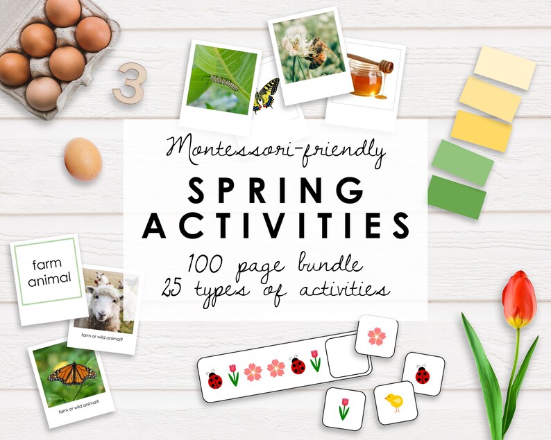 Kindergarten Worksheets Montessori Printable Spring Bundle | Etsy