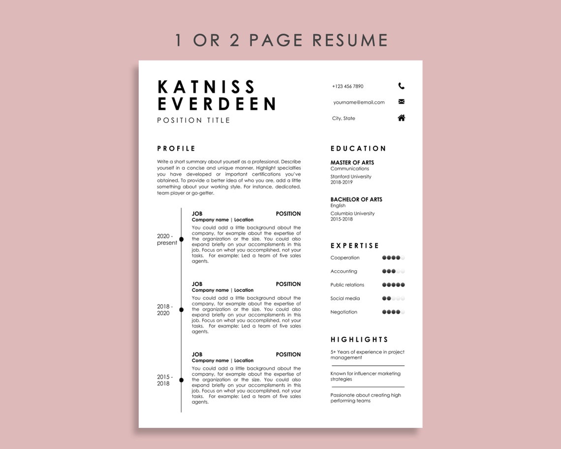 Google Slides Resume Template for Professionals Minimal | Etsy