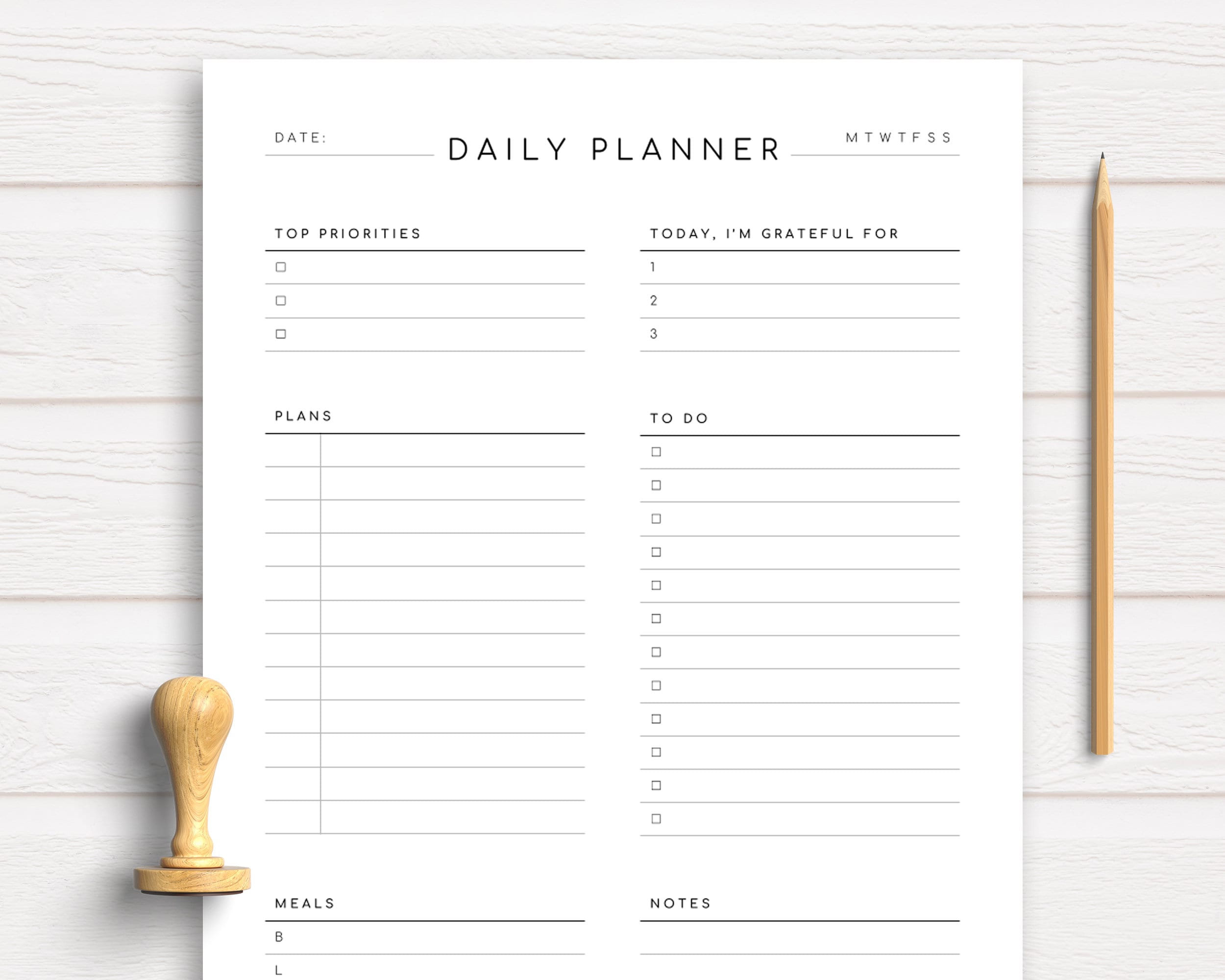 Printable Daily Planner Minimalist Day Planner Printable | Etsy