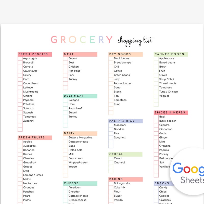 Large Print Grocery List - Etsy