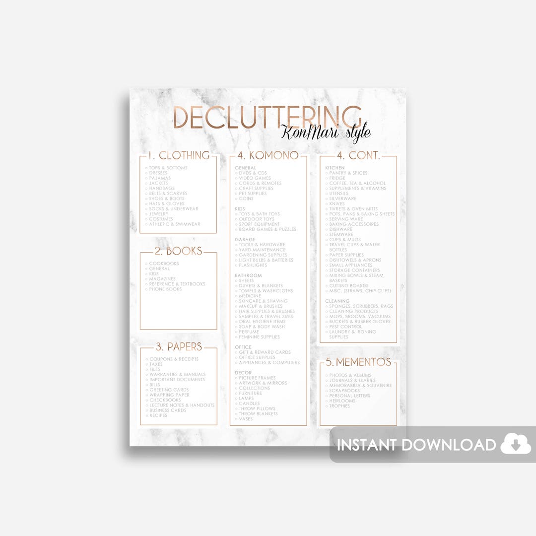 Konmari Decluttering Printable | Konmari Printable | Marie Kondo ...