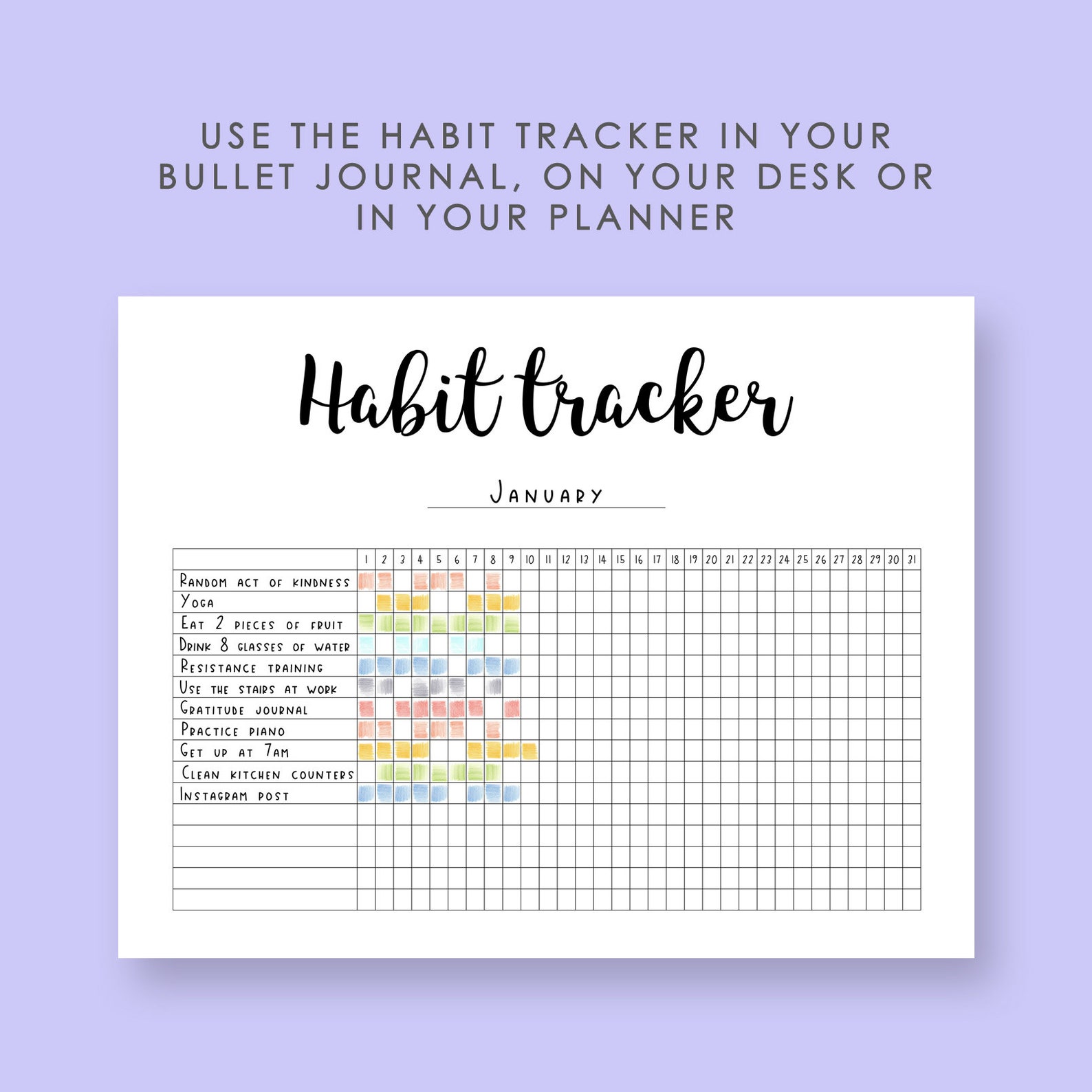 Bullet Journal Habit Tracker PRINTABLE Habit Tracker Bullet - Etsy