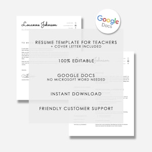 Resume Teacher Google Docs, Resume Template Teacher, Cover Letter ...