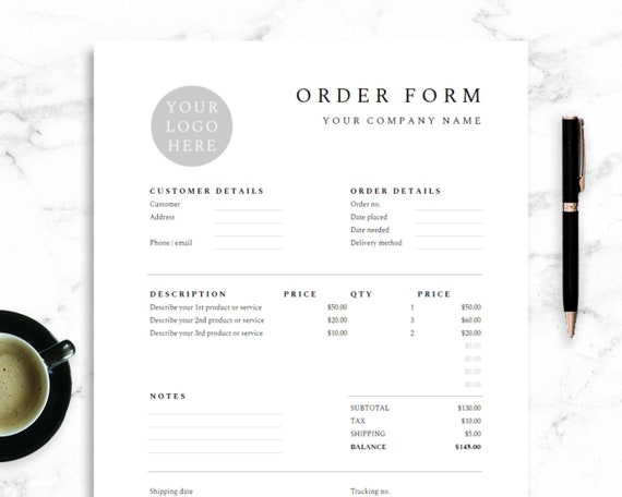 Order Form Template Google Sheets - Etsy
