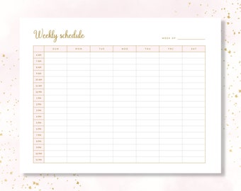 Weekly Schedule Pink Editable PDF Hourly Schedule (Instant Download) - Etsy