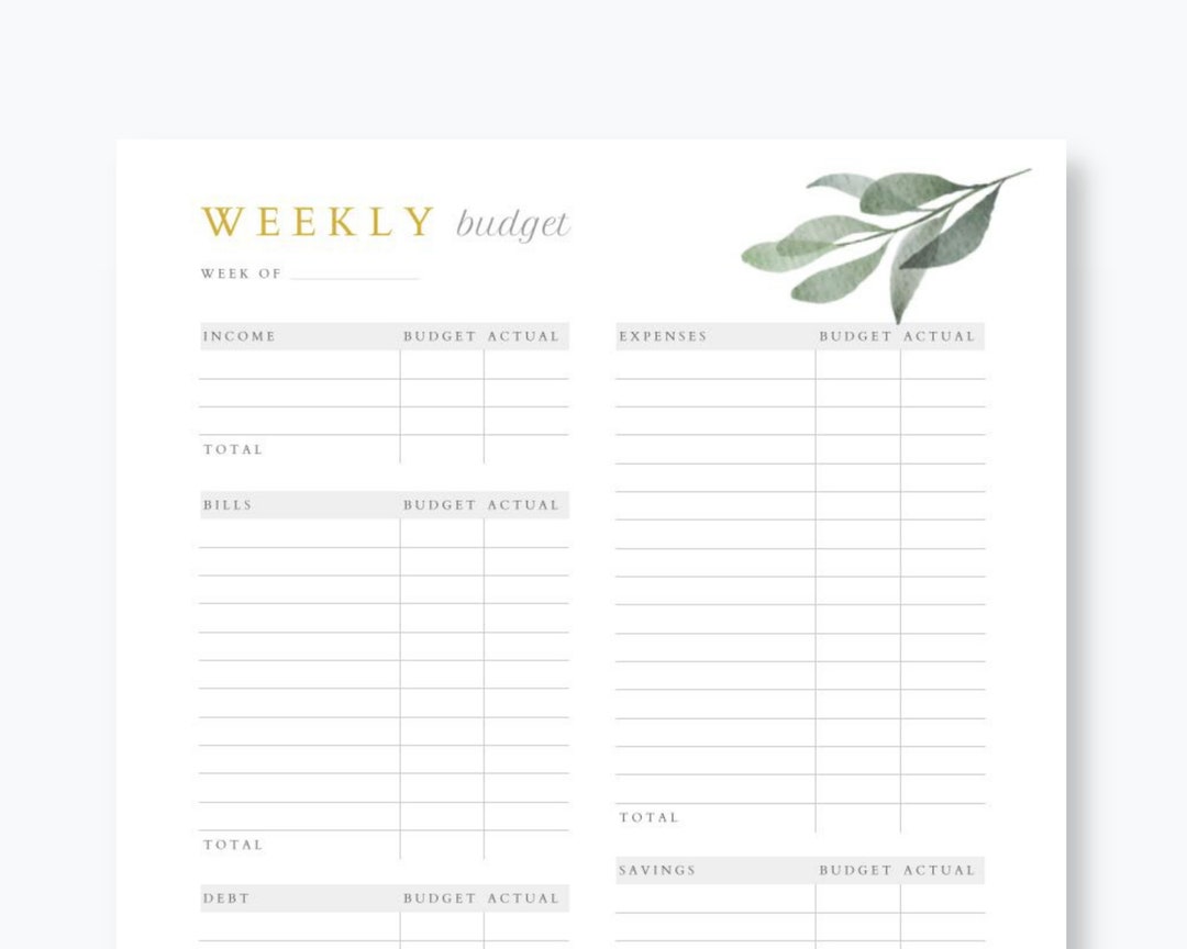 Weekly Budget Planner | Printable - Etsy