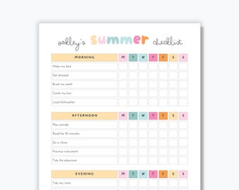 Kids Summer Daily Checklist - Editable Canva Template - Etsy