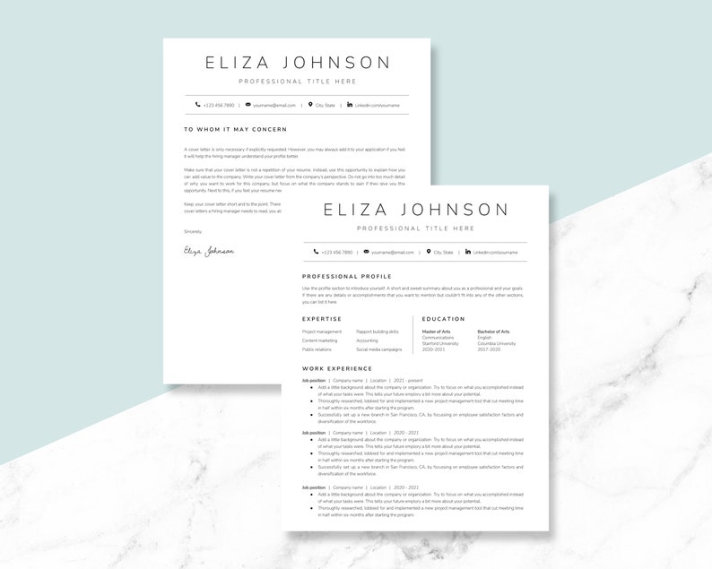 Minimalist Resume Template for Google Docs - Etsy